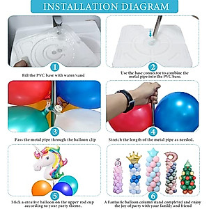 Balloon Column Stand Kit Set of 2 for Floor, SOFTTIME Balloon Tower Kit with Heavy Base, Adjustable 78"Balloon Pillar Kit with Metal Pole for Birthday, Wedding, Baby Shower, Party Decoration…