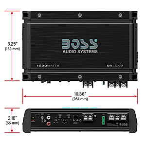 BOSS Audio Systems OX2.600 2 Channel Car Amplifier – 600 Watts, Full Range, Class A/B, 2-8 Ohm Stable, MOSFET Power Supply, Bridgeable