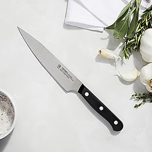 HENCKELS Solution Razor-Sharp 6-inch Utility Knife, Tomato Knife, German Engineered Informed by 100+ Years of Mastery, Black/Stainless Steel