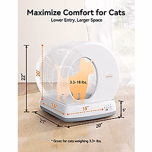 MeoWant Self-Cleaning Cat Litter Box, Integrated Safety Protection Automatic Cat Litter Box for Multi Cats, Extra Large/Odor Isolation/APP Control Smart Cat Litter Box with Mat & Liner