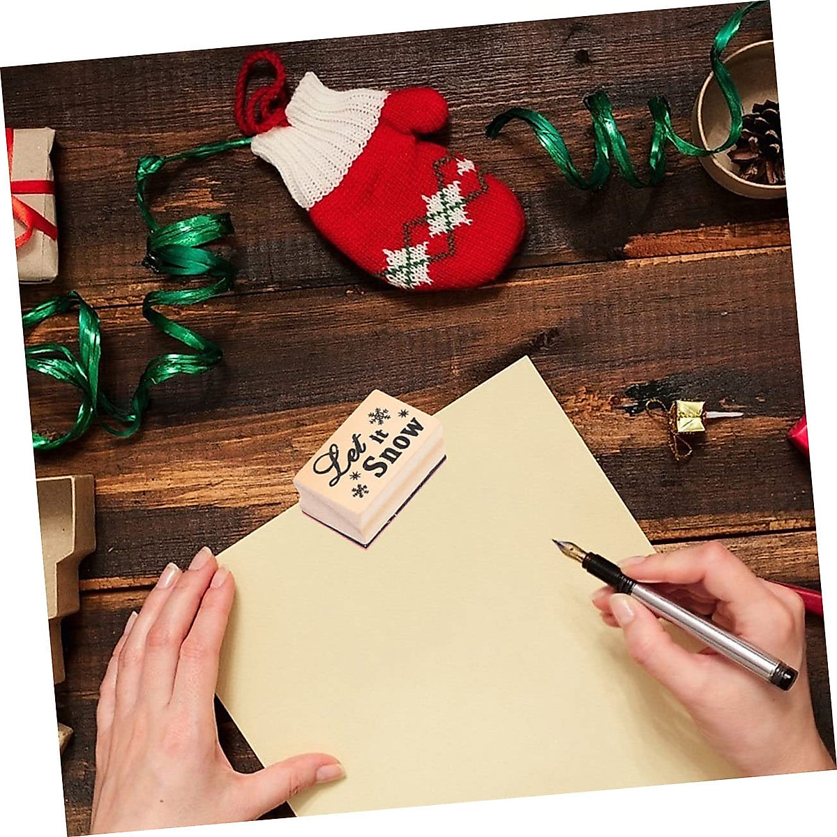 3pcs Christmas Snowflake Stamp Wooden Stamps Scrapbook Stamp Christmas Holiday Decorative Rubber Stamp Xmas Stamp Wooden Seal DIY Diary Stamp Snow Stamp self Made periodicals