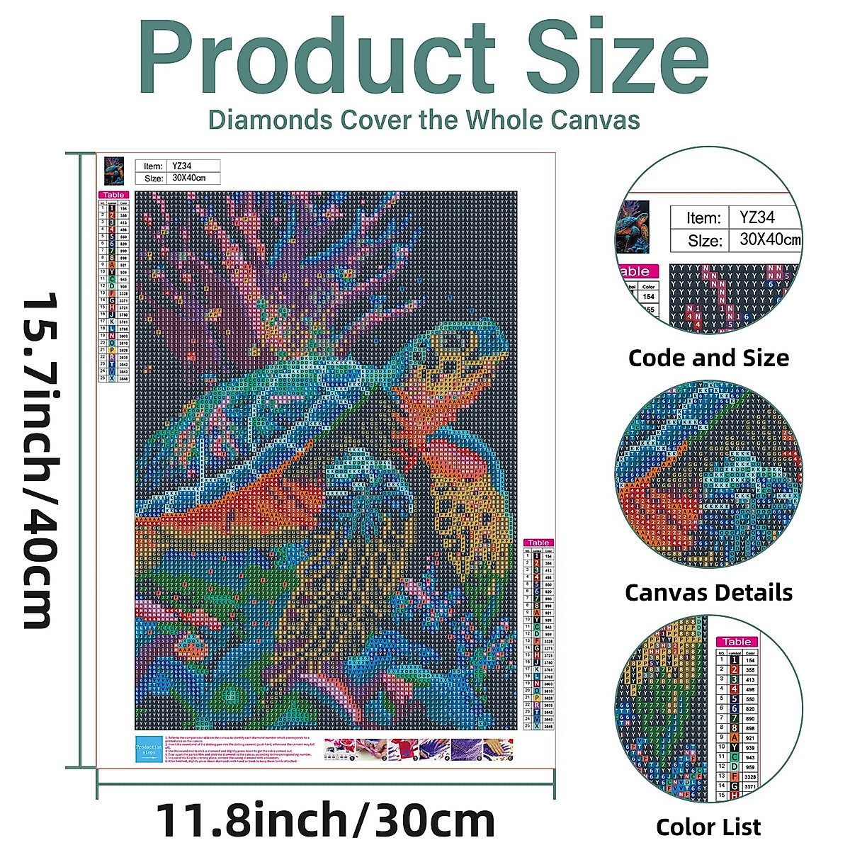 Aestalrcus Sea Turtle Diamond Painting Kits for Adults-Sea Turtle Diamond Art Kits for Adults,Sea Turtle Gem Art Kits for Adults for Gift Home Wall Decor 12x16inch