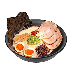 Lucky Star Melamine Round Bowls Set Ramen Vietnam Pho Noodles Soup Bowls, 8-1/16"dia. X 3-1/16” H (Capacity: 48 oz), Black (24)