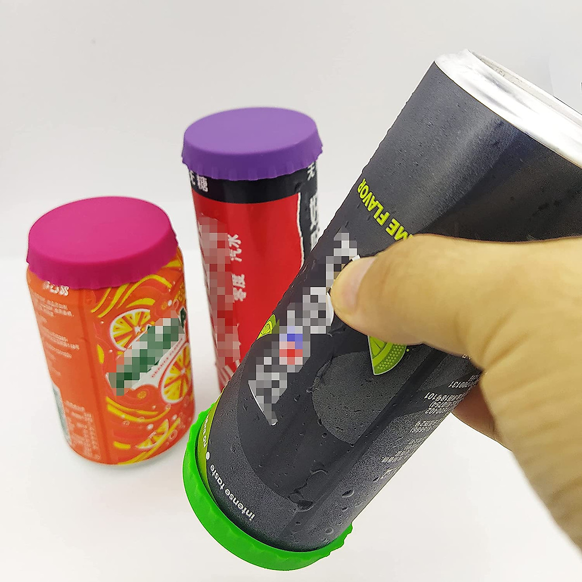 Soda or Beverage Can Lid, Cover or Protector, Fits Standard Soda/Beverage cans (2 Pack, Orange & Blue)