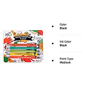 MilkToast Brands Funny Dog People Pens, A snarky gag gift for pet owners or coworkers, Black pens DG101 5 Count (Pack of 1)