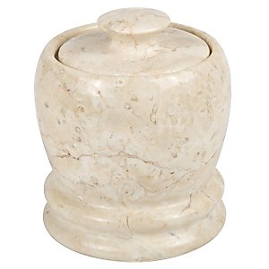 Creative Home 74198 Natural Champagne Marble Cotton Ball and Swab Holder, 3-5/8" Diam. x 4-3/4" H