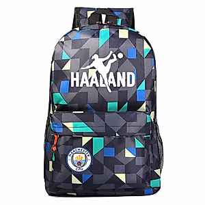 Potekoo Youth Erling Haaland Graphic Knapsack Football Fans Canvas Bagpack Classic Wear Resistant Student Book Bag