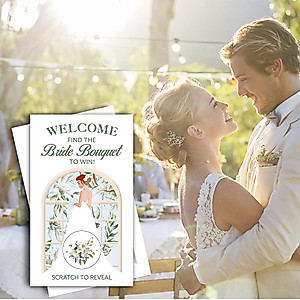 Haizct 50 Pack Wedding Dress Bridal Shower Scratch Off Game Cards for Country Wedding, Bridal Shower, Bridal Lottery Tickets, Wedding Shower Ideas (GK068)