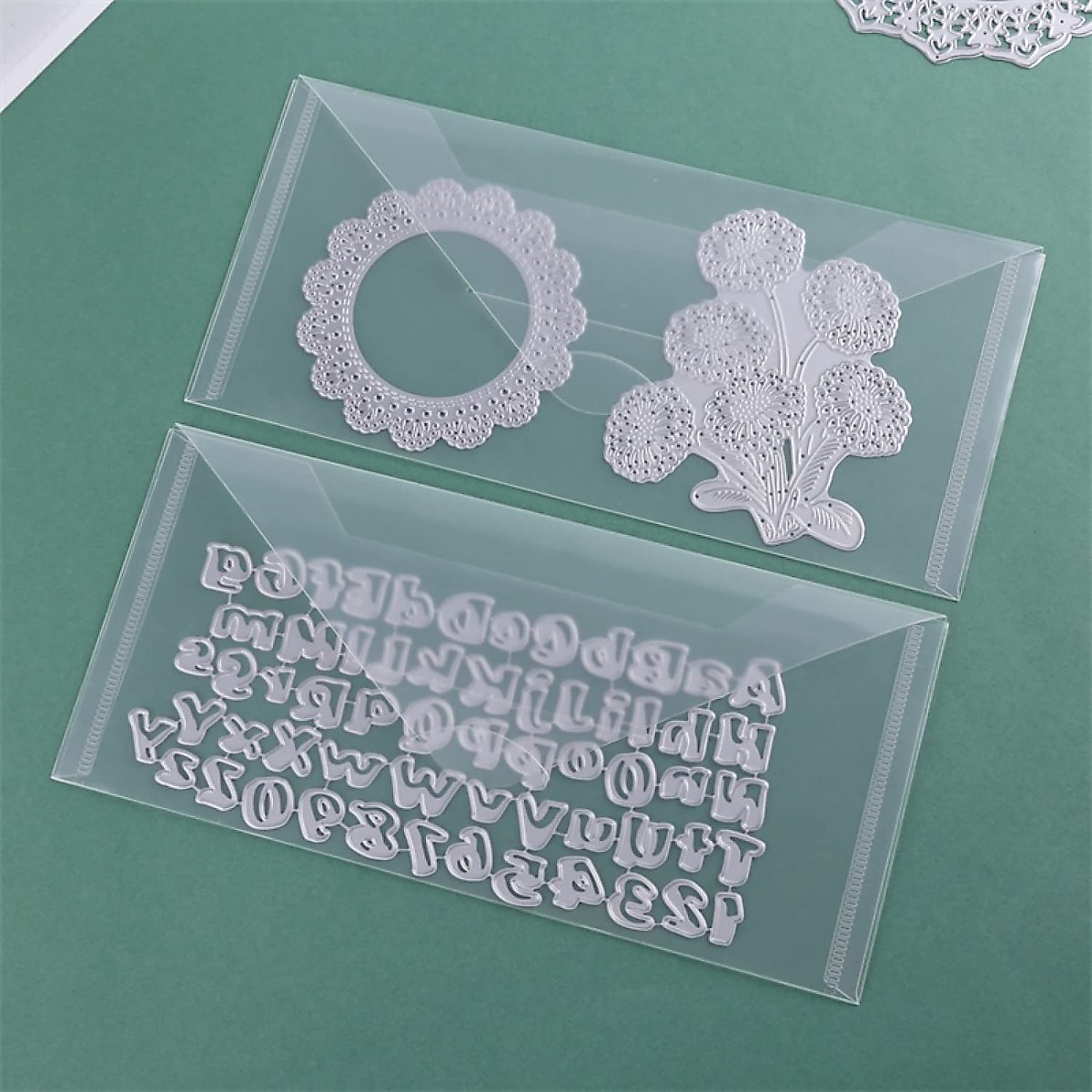 BAOFALI 20 Pieces Clear Die & Stamp Plastic Storage Bag, Resealable Large Envelope Pocket for DIY Scrapbooking Paper Card Craft Making and Cutting Dies Stencil (4.75"x4.75";4.5"x9.5")