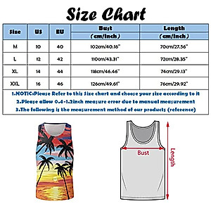 Kaniem Mens Tank Top Summer Coconut Tree Print Sleeveless T-Shirt Hawaii Tropical Beach Sleeveless Tees (Z012 White, XL)