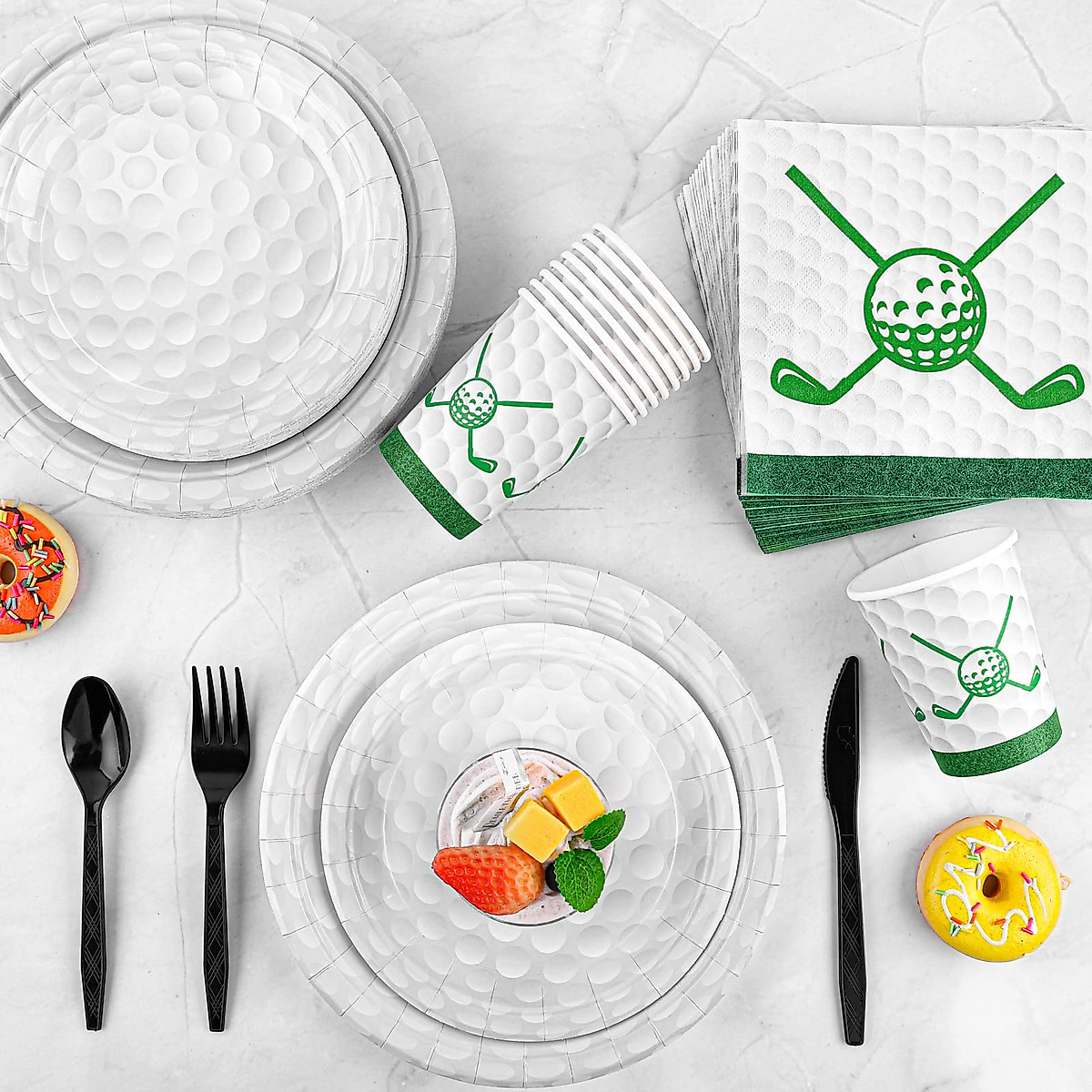 durony 168 Pieces Golf Party Decorations Including Golf Paper Plates Napkins and Cups Disposable Tableware Set for Golf Sports Theme Party Supplies Serve 24 Guests