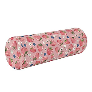 Vnurnrn Strawberry Pink Neck Support Pillow Round Neck Roll Bolster Cylinder Pillow Cervical Pillows Body Pillow for Leg Knee Back Head Support for Gifts Camp Study Work