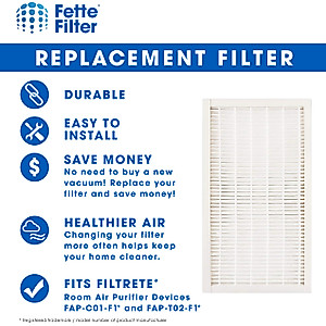 Fette Filter - 4 True HEPA Filters Compatible with 3M Filtrete F1 Replacement Filter for Purifier FAP-C01-F1,FAP-T02-F1, FAP-C01BA-G1, FAP-T02WA-G1, FAP-ST02W FAP-ST02N Compare to Part # FAPF-F1-A F1