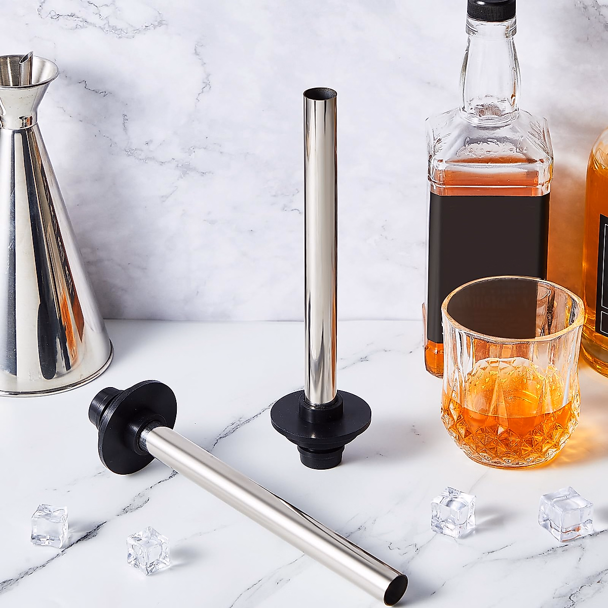 Tandefio 4 Pcs Universal Bar Sink Overflow Pipe Stainless Steel Sink Strainer Pipe Bar Sink Stopper Overflow Sink Plug Bathroom Pipes Fittings for Kitchen Commercial 1", 1-1/4", 1-1/2" Drain