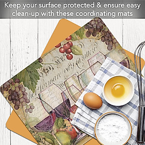 Cut N' Funnel Wine Country/Orange Designer Flexible Plastic Cutting Board Mat with Coordinating Solid Flex Mat 15" x 11.5", Made in the USA, Decorative, Flexible, Easy to Clean