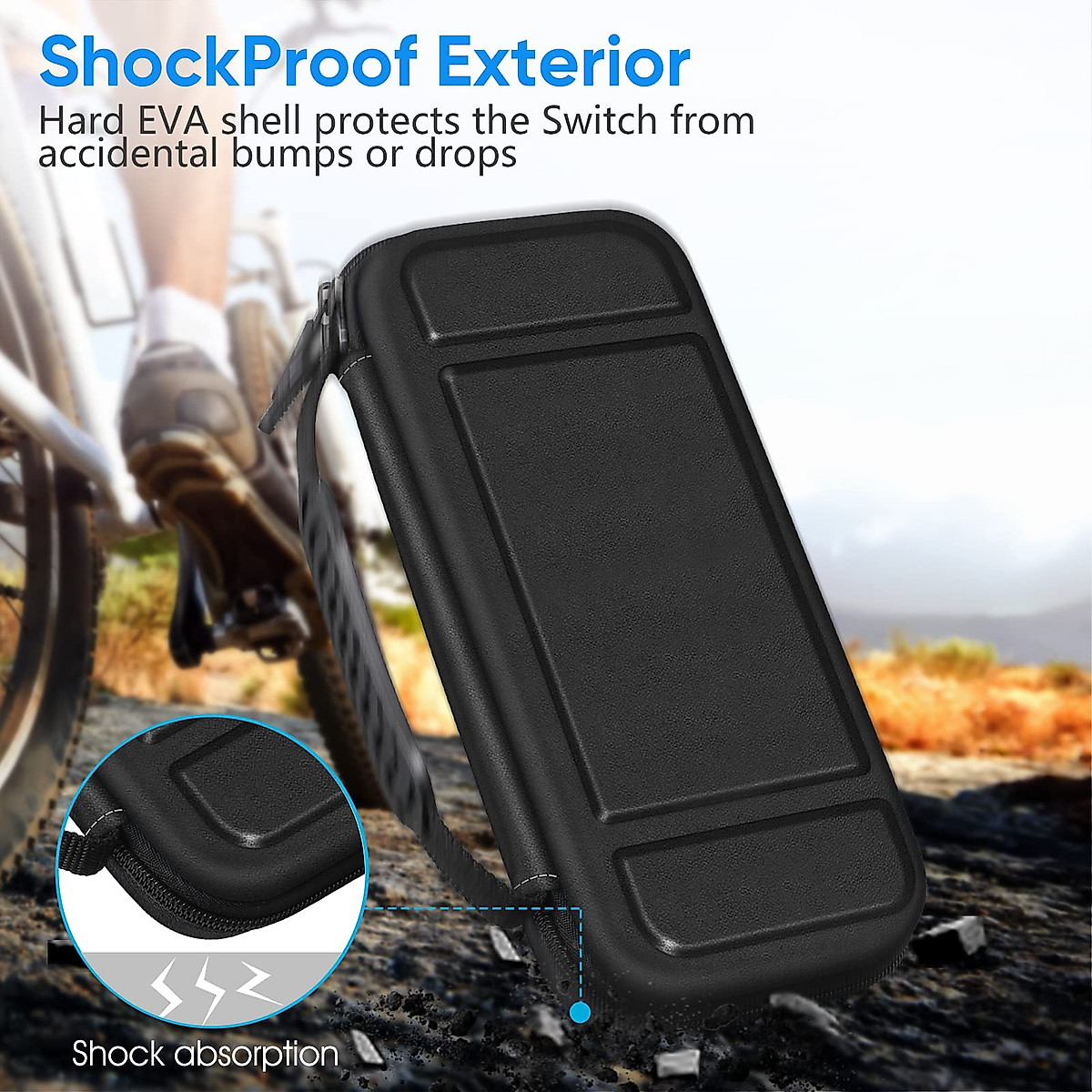 Fintie Carrying Case for Nintendo Switch OLED Model 2021/Switch 2017, [Shockproof] Hard Shell Protective Cover Travel Bag with 10 Game Card Slots & Inner Pocket, Black