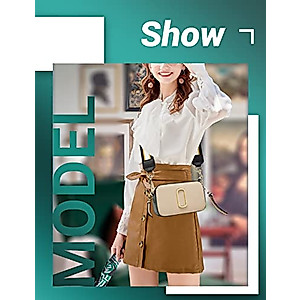 Iswohjzzz Designer Crossbody Bag Purse Women Snapshot Mini Leather Crossbody Bag Wide Strap Shoulder Handbag Camera Clutch Khaki