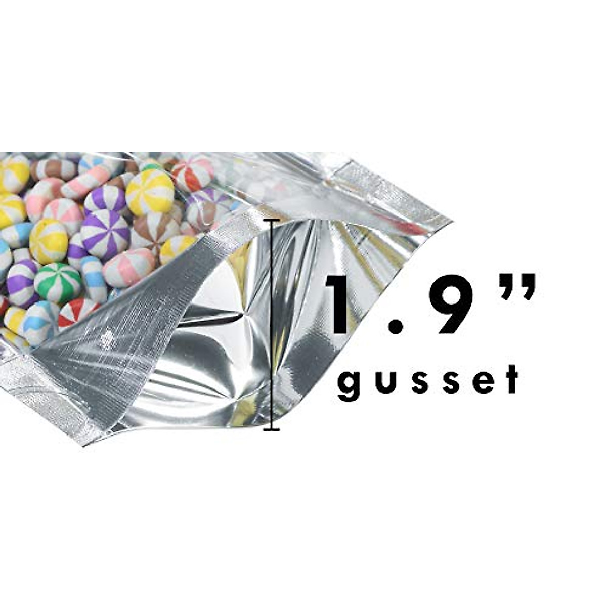 QQ Studio Clear Window Aluminum Mylar Heat Sealable Standup QuickQlick™ Bags (100 Pack) (Clear/Silver, Standup 2oz)