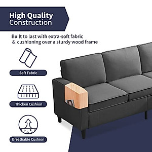 ZAFLY Convertible Modular L Shape Sofa with Storage Ottoman Sets 3-Seat Sectional Couch for Small Space Living Room Bedroom