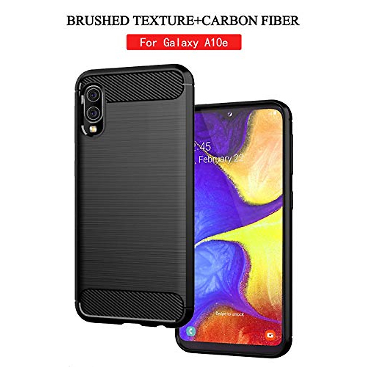 Muokctm Samsung Galaxy A10E Case, with Tempered Glass Screen Protector, Slim Soft TPU Protective Rubber Bumper Case Cover for Samsung Galaxy A10E Phone (Black)