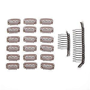 Milano Collection 20 PC Value Bundle: 18 PC Pack of Medium Size Snap Clip-ins and 2 Pack of Combs for Hair Extensions and Wigs - Tan