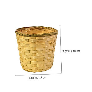 OFFSCH Round Weaving Tea Basket with Lid Tea Storage Basket and Garbage Container Bin for Kitchen Office and Home Organization