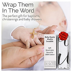 Ocean Drop 100% Cotton Muslin Swaddle Baby Blanket – ‘I Have Prayed’ Quote with Gift Box for Baptism, Christening Gift, Godson, Goddaughter, Baby Shower – Super Soft, Breathable, Large 47x47”