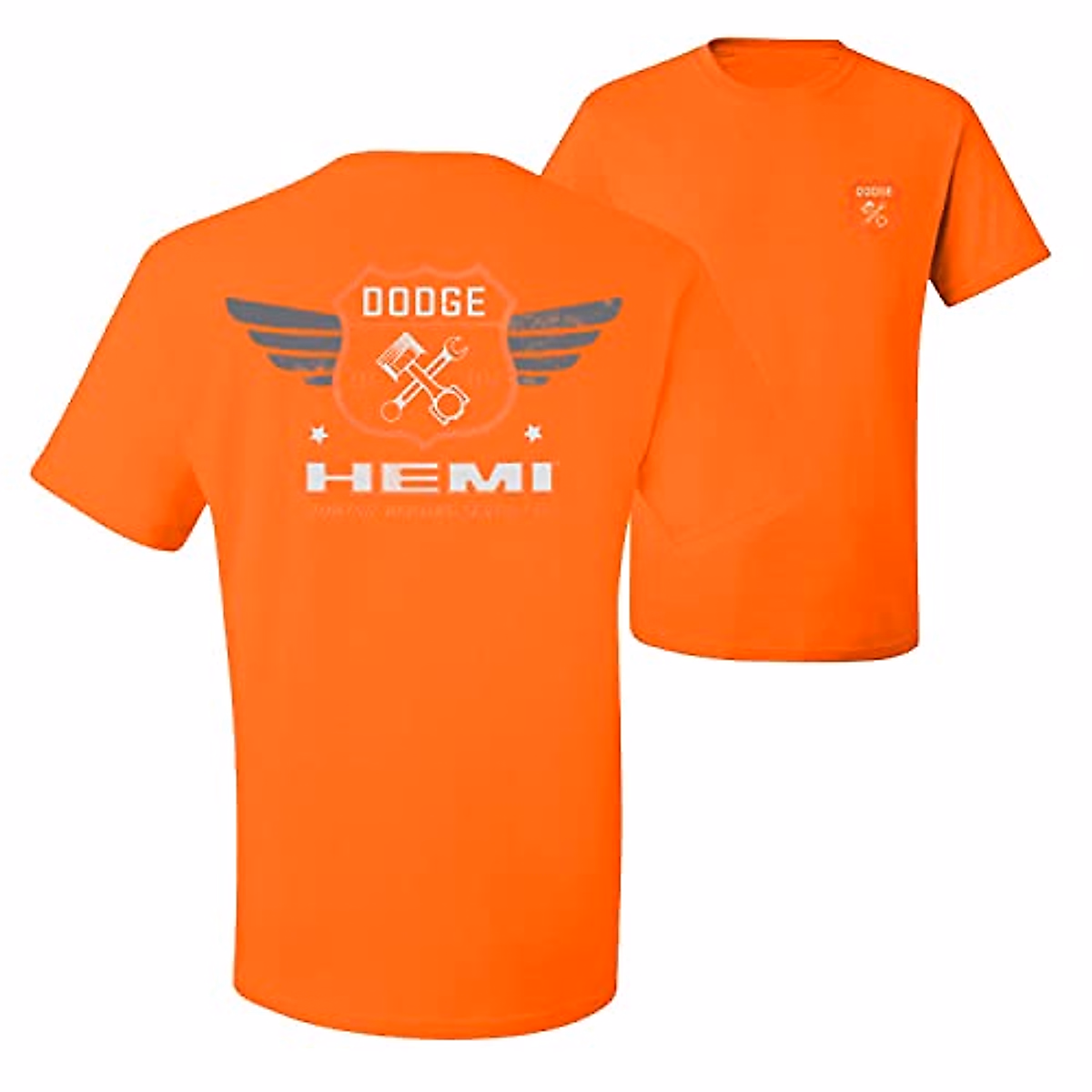 Dodge Hemi Retro Logo 1914 Vintage Motor Cars and Trucks Front and Back Men's Graphic T-Shirt, Orange, X-Large