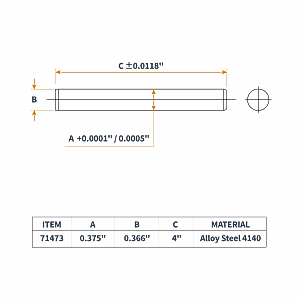 POWERTEC 71473 Hardened Steel Dowel Pins 3/8 Inch | Heat Treated and Precisely Shaped for Accurate Alignment – 4 Pack