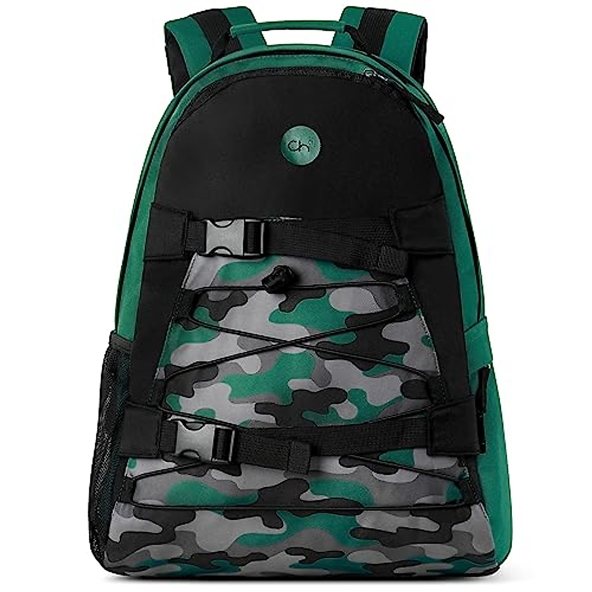 Choco Mocha Boys Camo Backpack for Elementary Middle School, Green Large Backpack for Kids Teen Boys, 18 Inch