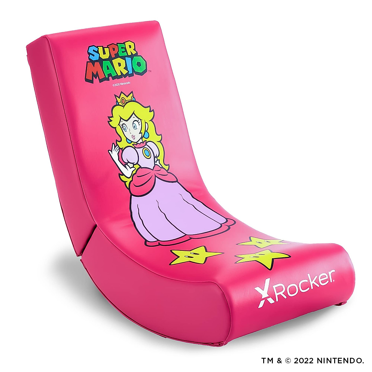 X Rocker Super Mario Peach Video Gaming Floor Chair, Official All-Star Edition Nintendo Collectible, Faux Leather, Foldable, 5000201, 33.46" x 16.14" x 25.59", Princess Peach Pink
