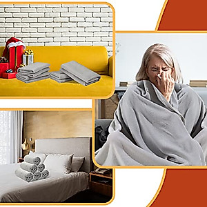 30 Pieces Soft Fleece Throw Blanket Grey Cozy Bulk Blanket 50 x 60 Inches Comfy Fleece Blanket for Home Office Wedding Gifts Outdoor Travel Use