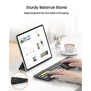 Artciety Foldable Bluetooth Keyboard, Wireless Portable Keyboard with Larger Touchpad, Pocket-Sized Folding Travel Keyboard for MacOS Android Windows iOS, Sync Up to 3 Devices (BT5.1 x 3)