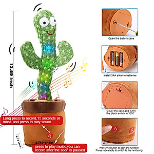 Emoin Dancing Cactus Baby Toys 6 to 12 Months, Singing Dancing Christmas Toys for Baby Boys Girls Musical Christmas Stuffed Animals Christmas Decorations Indoor Kids