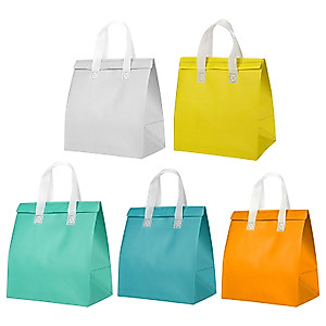 PATIKIL Insulated Take Away Bags, 25 Pcs Insulation Cooler Bag Grocery Thermal Bags 9.4 x 5.9 x 10.2 Inch for Hot Cold Frozen Food Delivery, Multi-Color