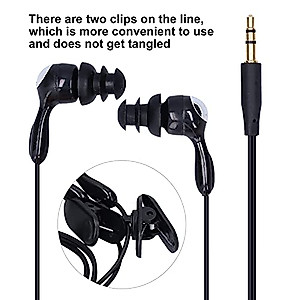 PUSOKEI Short Cord Waterproof Headphone, IP68 Waterproof Shortline in-Ear Tree Earplugs Waterproof Earphone Suitable Fit for Swimming Surfing Running(Black)