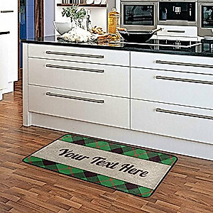 Sinestour Custom Buffalo Kitchen Rugs Non Slip Plaid Kitchen Mats Check Doormat Bathroom Runner Area Rug for Home Decor, Washable, 39 x 20 Inch