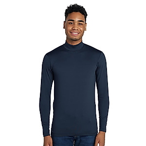 LAPASA Mens Thermal Underwear Top Fleece Lined Mock Neck Long Sleeve Shirt Base Layer Undershirt Midweight Thermoflux 200 Warm Cold Weather M123 Large Navy Blue
