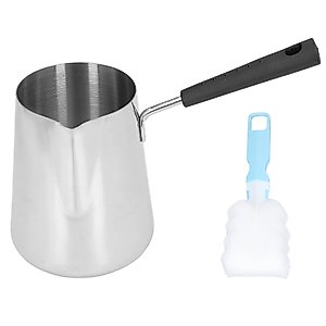 Turkish Coffee Pot, Butter Warmer Mini Stainless Steel Coffee Heating Melting Pot 1000ml with Spout for Home Cafe