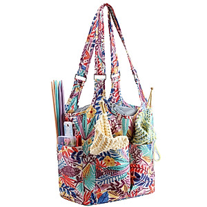 KOKNIT Waterproof Craft Bag, Portable Durable Shoulder Tote Travel & Yarn Bag with Drawstring Closure, Premium Organizer Bag for Yarn and Crafts