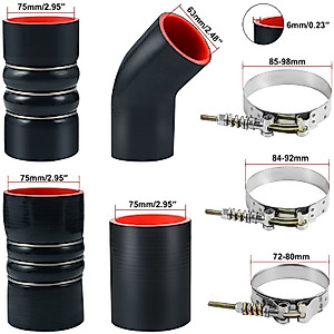 Turbo Intercooler Boots Clamps Kit Intercooler Hose Compatible with 2003-2007 Ford F250 F350 6.0L Diesel