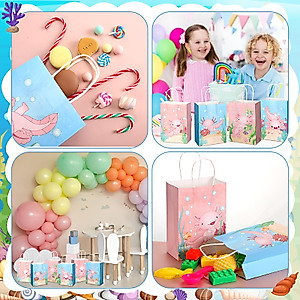 Sumind 24 Pcs Axolotl Party Favor Bags Axolotl Gift Bags Amphibian Themed Waterproof Goodie Bags with Handles for Girl Birthday Baby Shower Party Decorations, 6 Styles