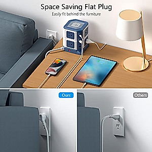 PD 20W USB C Power Strip with Wireless Charger BESTEK 8-Outlet Surge Protector and 30W 3-Port USB Charging Dock Station,4000 Joules,ETL Listed,Dorm Room Accessories (8AC+3USB+Wireless Charger-Blue)