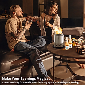 Tectsia Tabletop Fire Pit, 7.8 x 5.5 Inch Mini Smores Table Top Firepit, Protable Small Tabletop Firepit with Folding Stand, Fireproof Mat, Travel Bag, 304 Stainless Steel, Fueled by Pellets or Wood