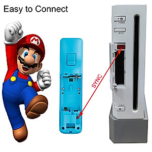 ECRAB Wii Remote Controller (2 Pack) with Motion Plus Compatible with Wii and Wii U Console Wii Remote Controller with Shock Function (Black+Blue)