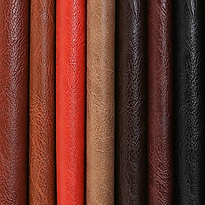 Osunnus Crazy Horse Vegan Faux Leather Fabric by The Yard 55" Wide 1.25mm Thick Synthetic PU Faux Leather Sheets for DIY Crafts Furniture Cover Auto Marine Upholstery, Brown
