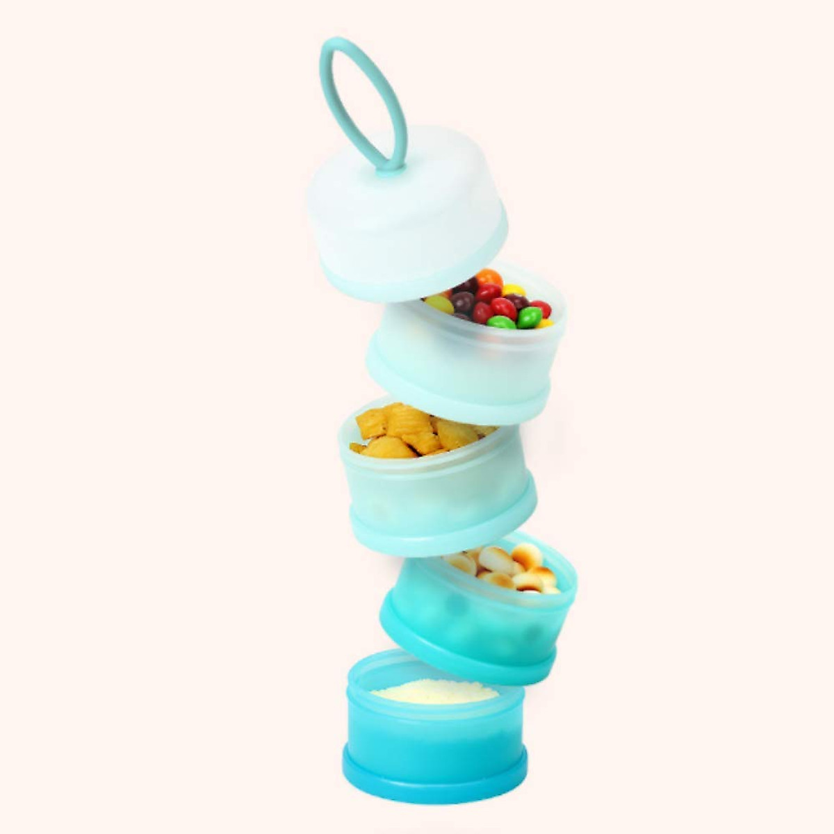 Kaptin Formula Dispenser,Non-Spill Portable Stackable Baby Milk Powder Dispenser,Snack Storage Container,BPA Free,4 Feeds (Blue)