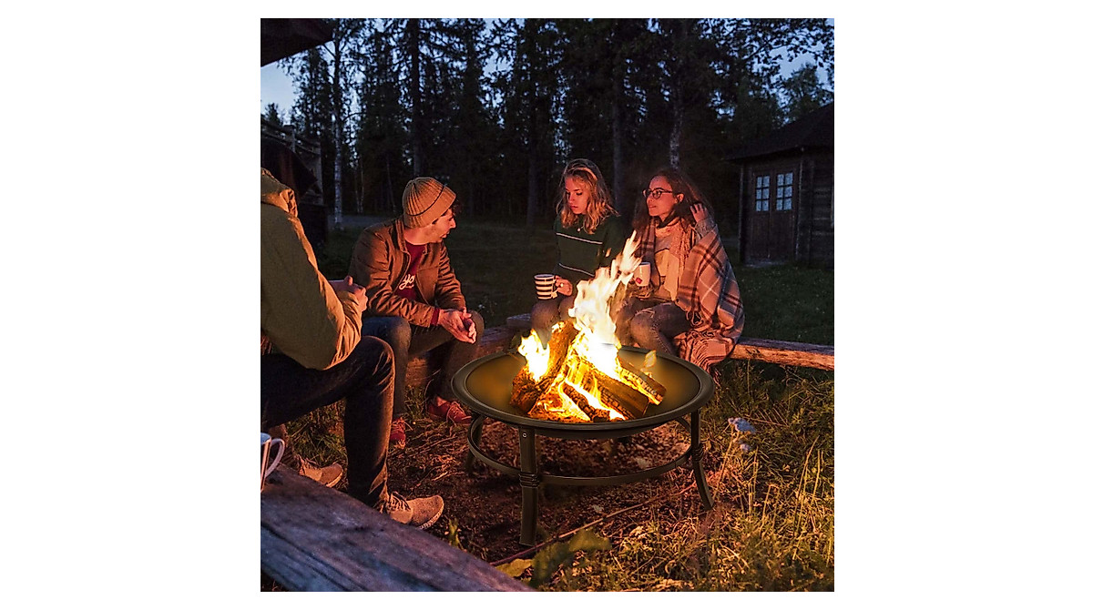 SINGLYFIRE 26-Inch Outdoor Fire Pit with Cover for Backyard & Camping