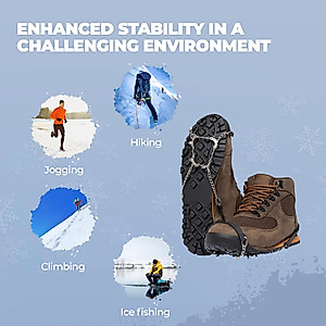 Yatta Life Urban Snow Spikes for Shoes Ice Cleats Crampons for Hiking Boots - Anti Slip Ice Gripper Spikes, Stainless Steel Cleat Crampons for Hiking, Jogging, Walking