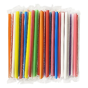 200 Pack Milkshake Plastic Straws, Multi Colors Jumbo Smoothie Straws, Lndividual package, for Bubble Tea and Milkshake.